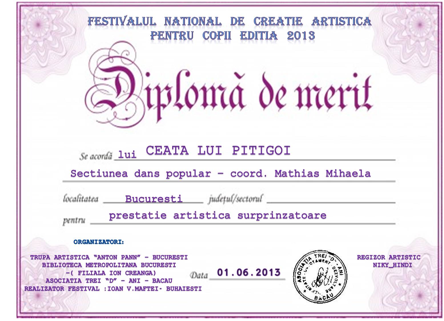 Diplome – Școala Gimnazială nr.6