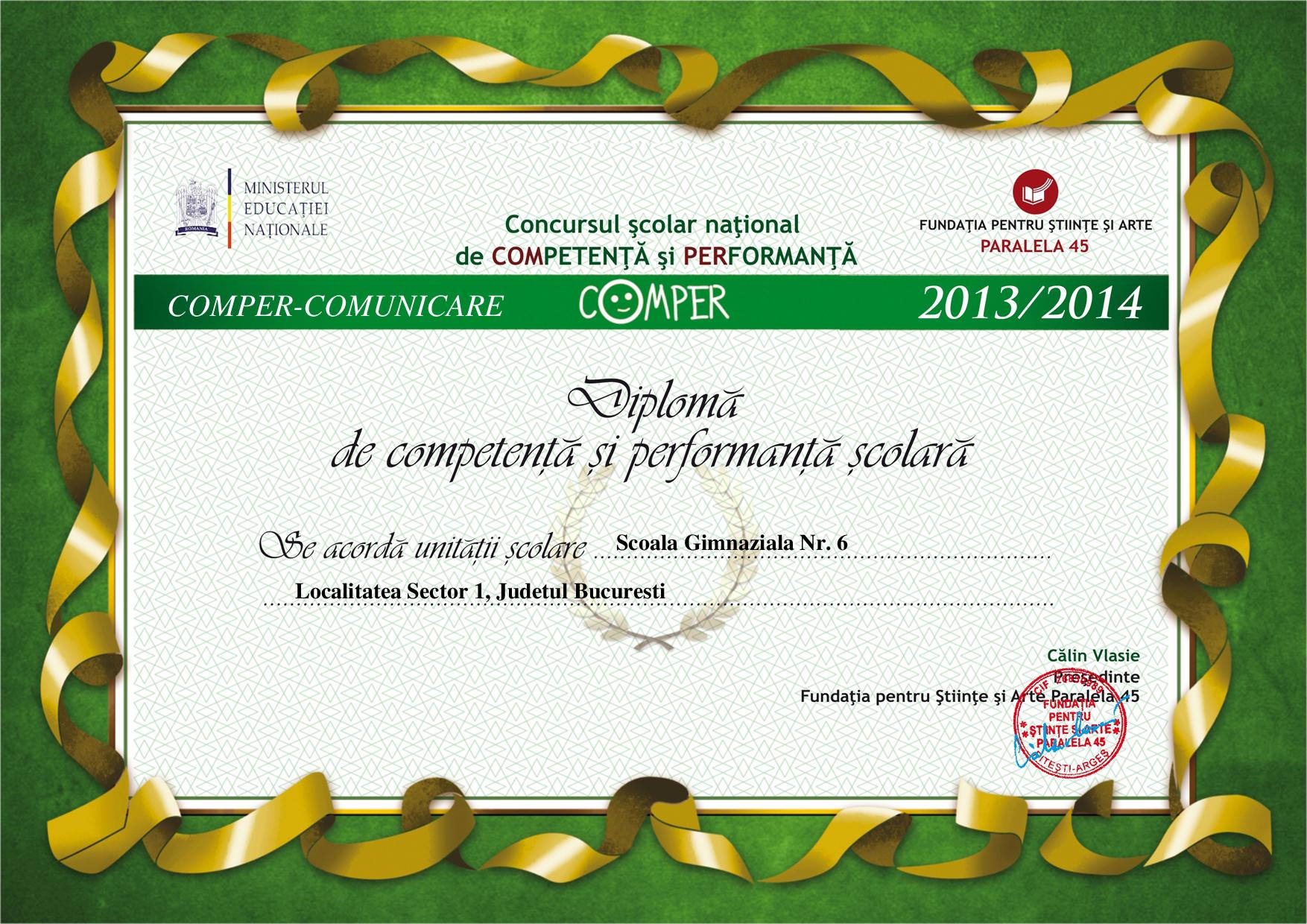 Diplome – Școala Gimnazială nr.6